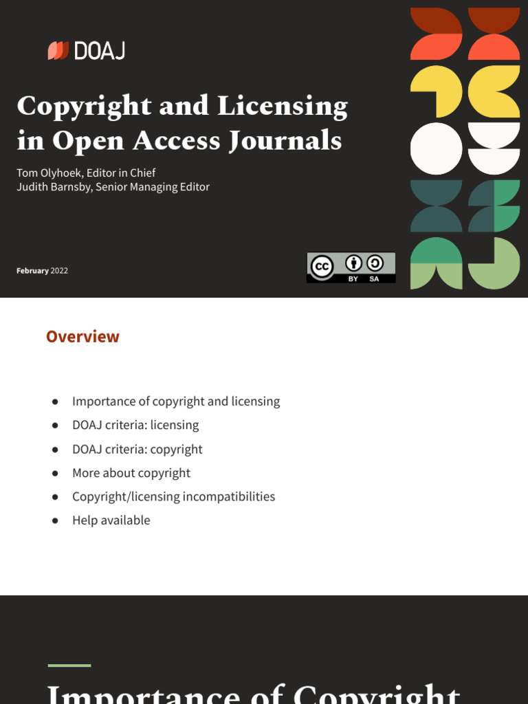 Copyright and Licensing in Open Access Journals | PDF | Copyright ...