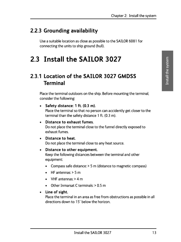 Sailor 3027 Terminal Installation Guide N5814000 ANSCHUETZ SINGAPORE PTE LTD | PDF