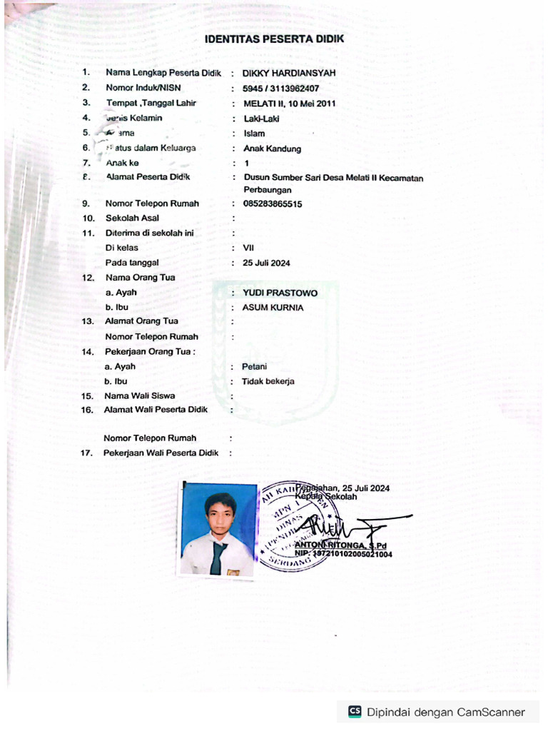Scan Raport Halaman Biodata | PDF