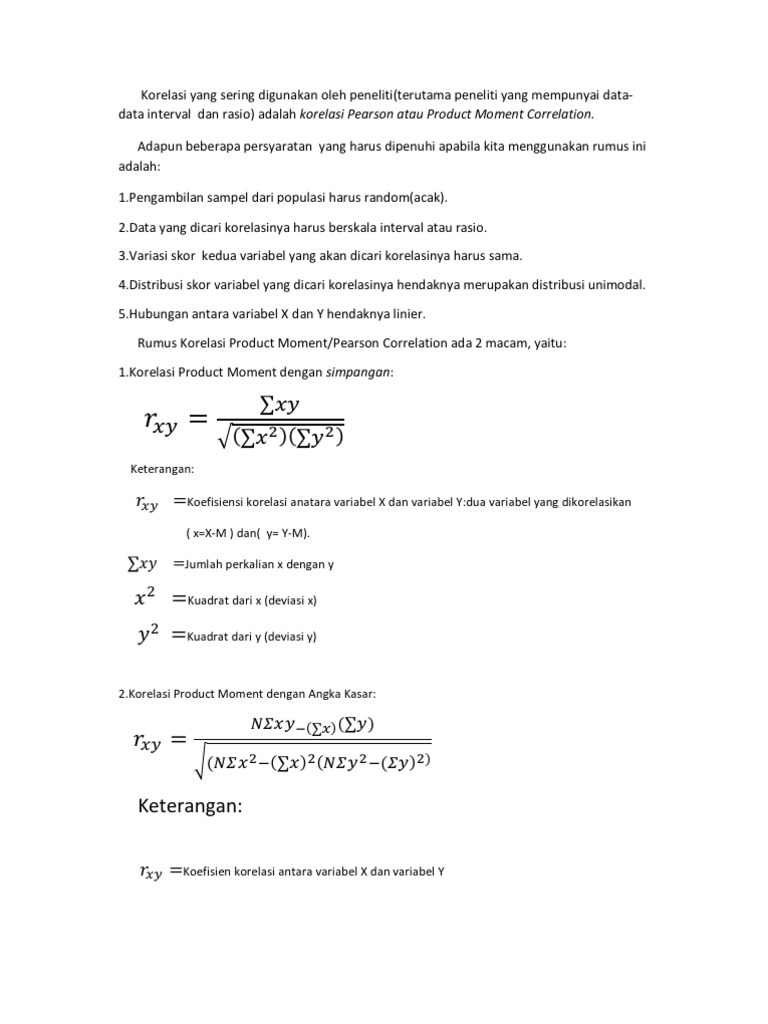 Rumus Korelasi Product Moment | PDF