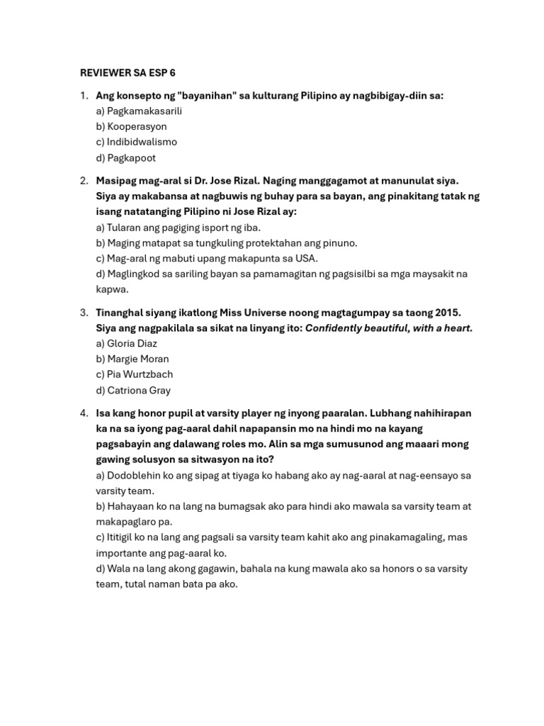 REVIEWER-SA-ESP-6-Q3 | PDF