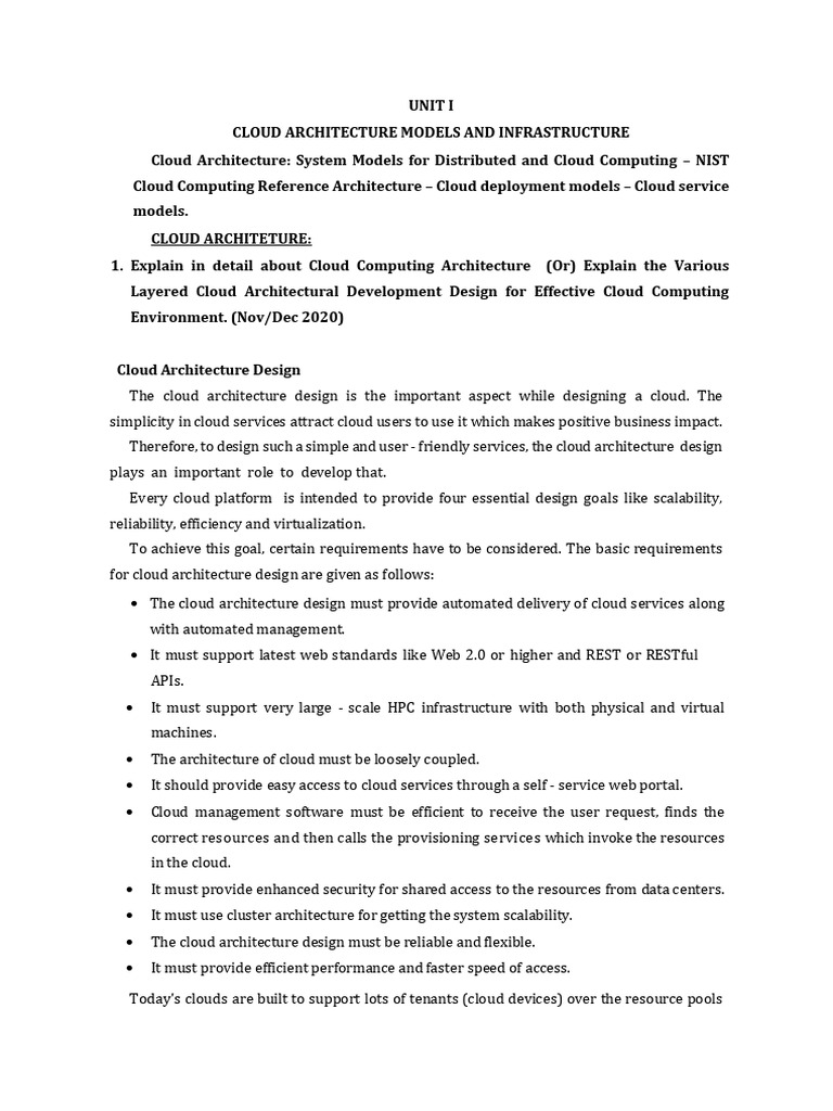 Ccs335 Cloud Computing Lecture Notes 2 Pdf Cloud Computing Peer To Peer