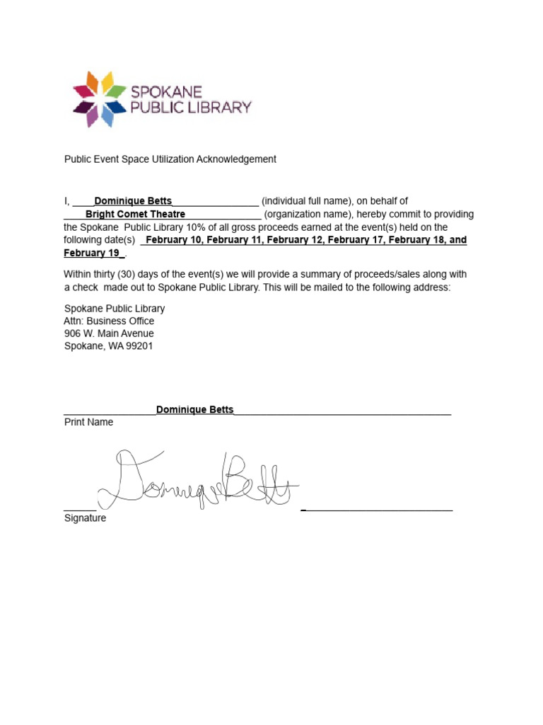 Event Space Utilization Acknowledgement | PDF