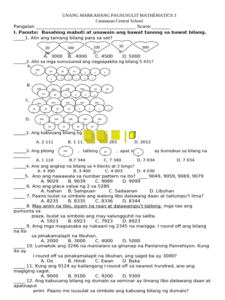 1st Periodical Math 2024 | PDF