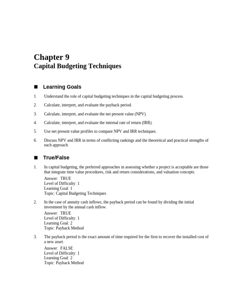 Capital Budgeting Techniques | PDF | Capital Budgeting | Internal Rate Of Return