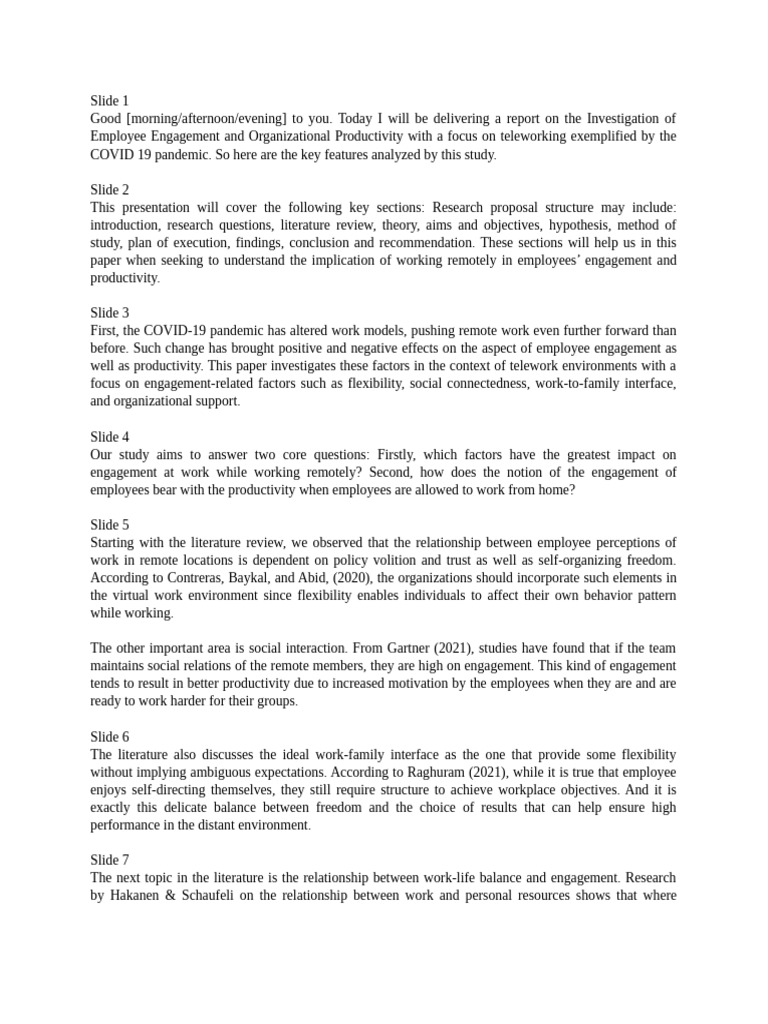 (Script) Relationship Between Employee Engagement and Organizational Productivity | PDF ...