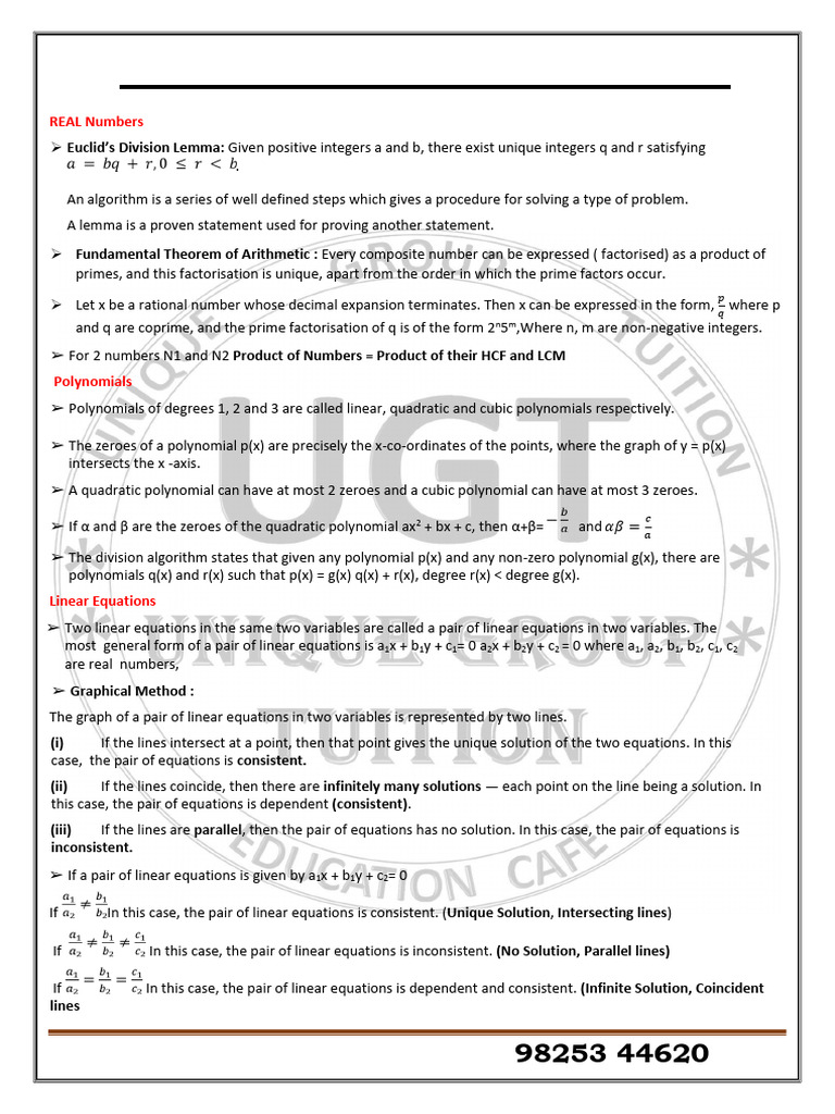 10th Formula Pdf Factorization Polynomial 2853