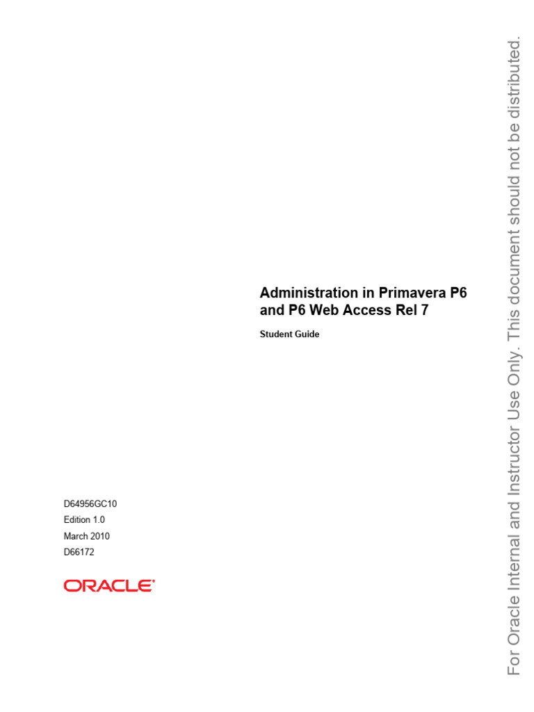 Admin P6 and P6 Web Access Rel 7 | PDF | Workweek And Weekend | Copyright