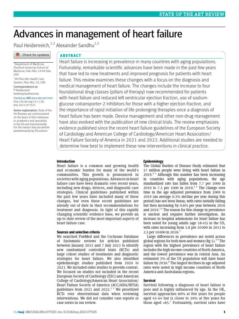 Advances in Management of Heart Failure | PDF | Heart Failure | Ejection Fraction