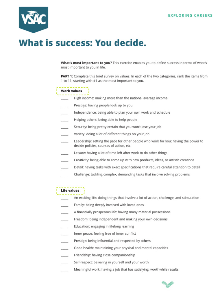 What Is Success You Decide Activity | PDF | Cognition | Psychology