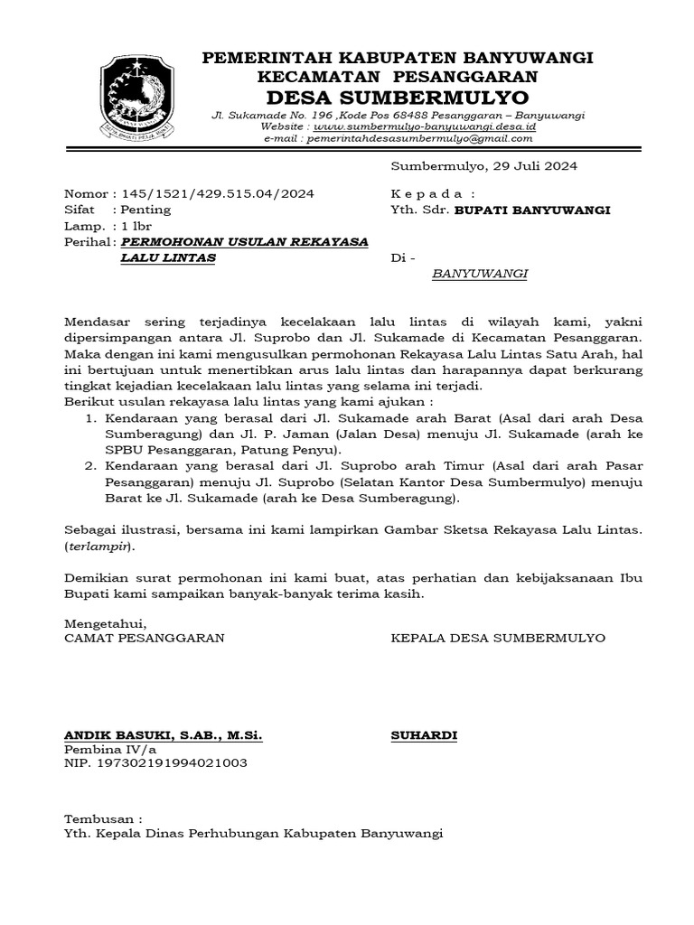 Permohonan Usulan Rekayasa Lalin | PDF