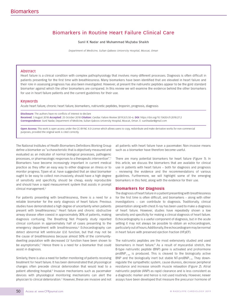Biomarkers in Routine Heart Failure Clinical Care | PDF | Heart Failure ...