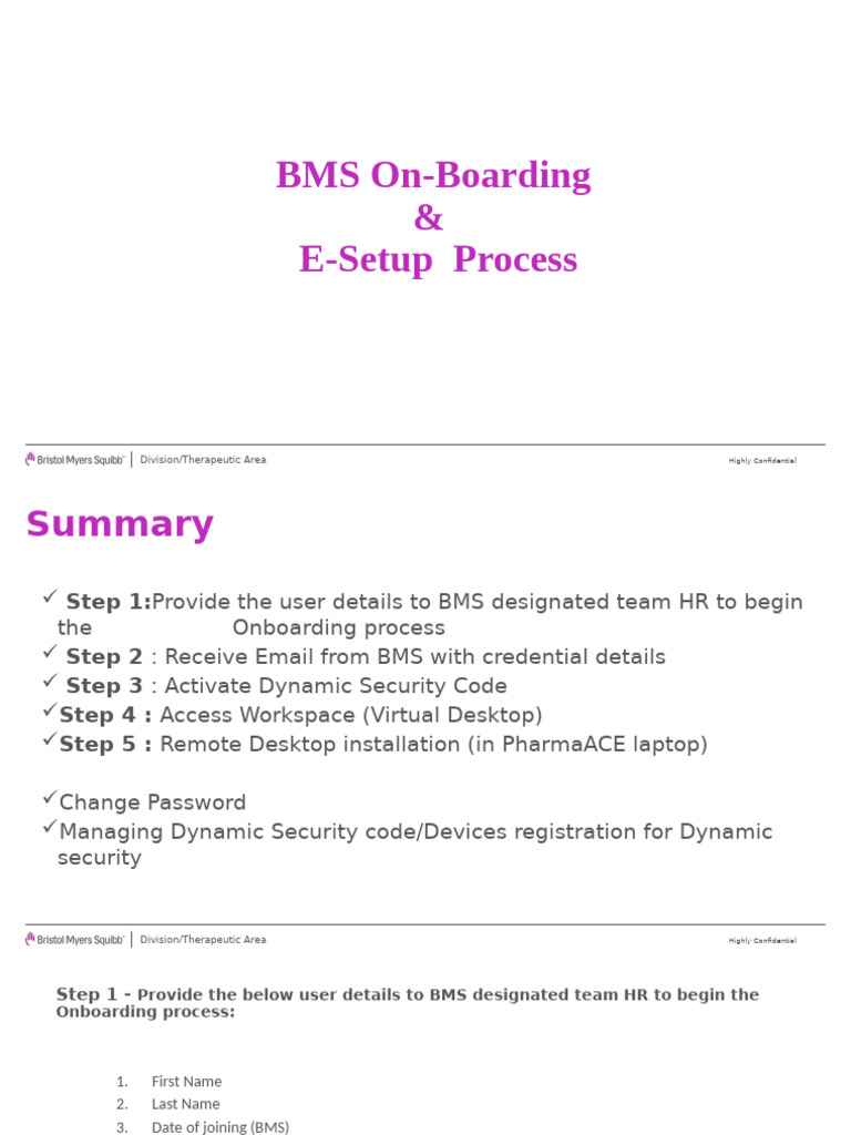 BMS Onboarding Procedure - V1 | PDF | Personal Identification Number | Computing