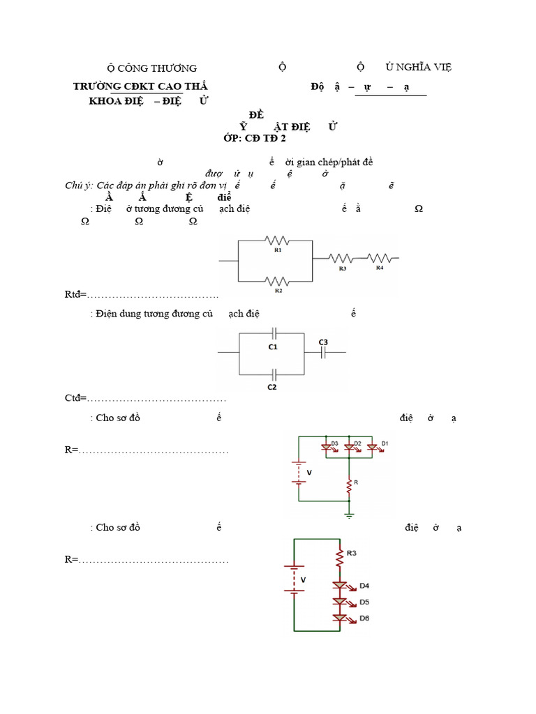 Đề thi KTĐT CĐTĐ24 - đục lỗ final - final - v2 | PDF