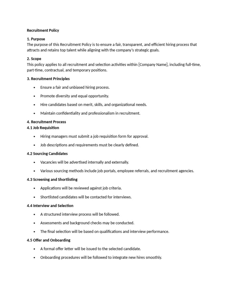Recruitment Policy | PDF
