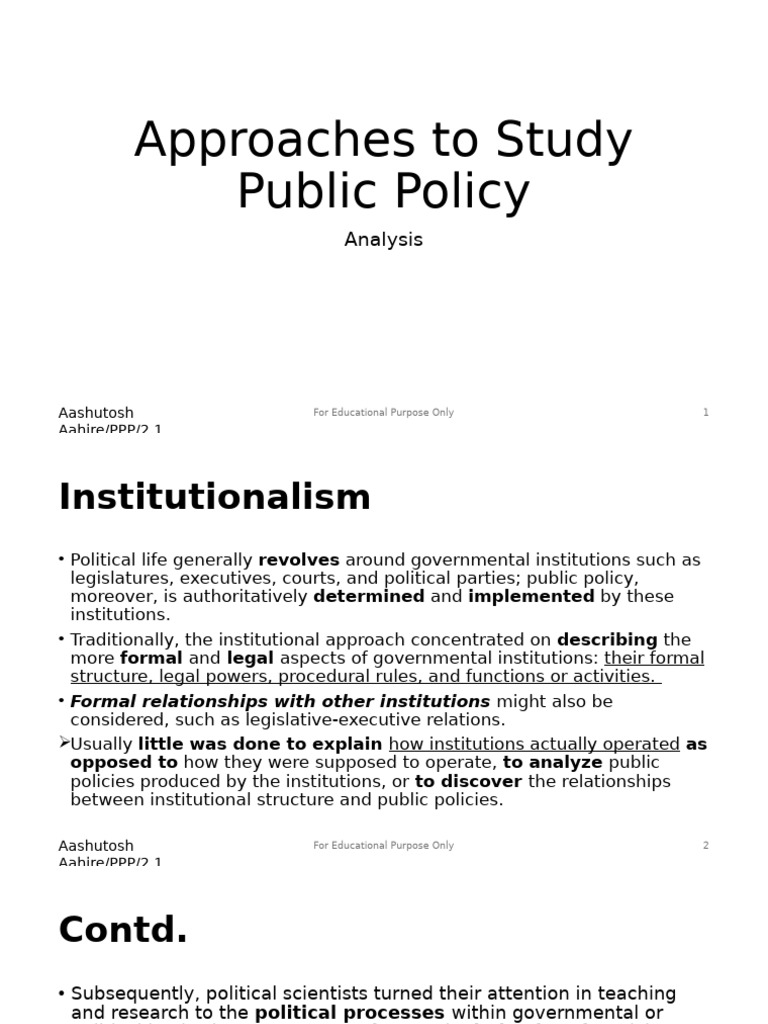 Public Policy Analysis Approaches | PDF | Marxism | Policy