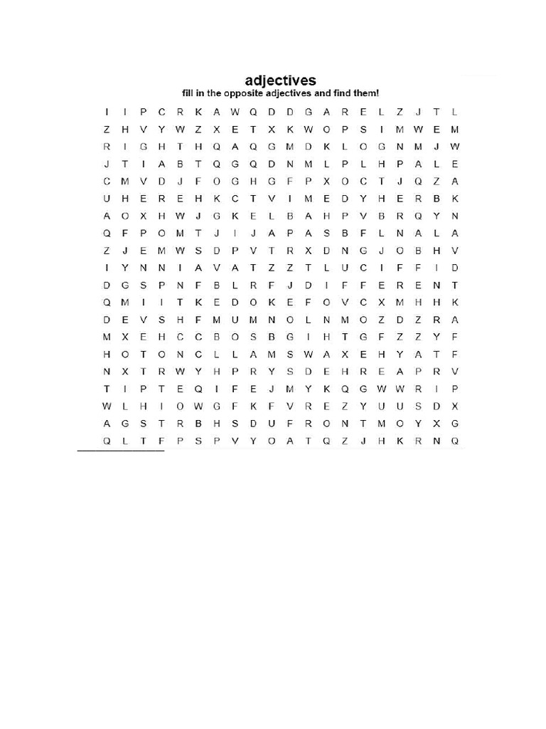 Adjective Word Search | PDF