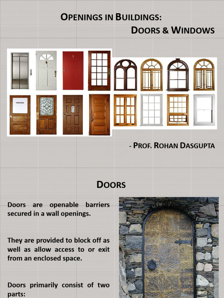 Doors and Windows: Types and Sizes Guide | PDF | Door | Window