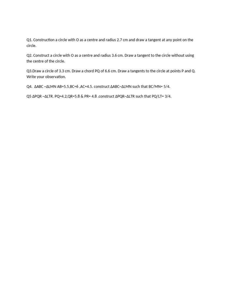 Circle and Triangle Construction Exercises | PDF
