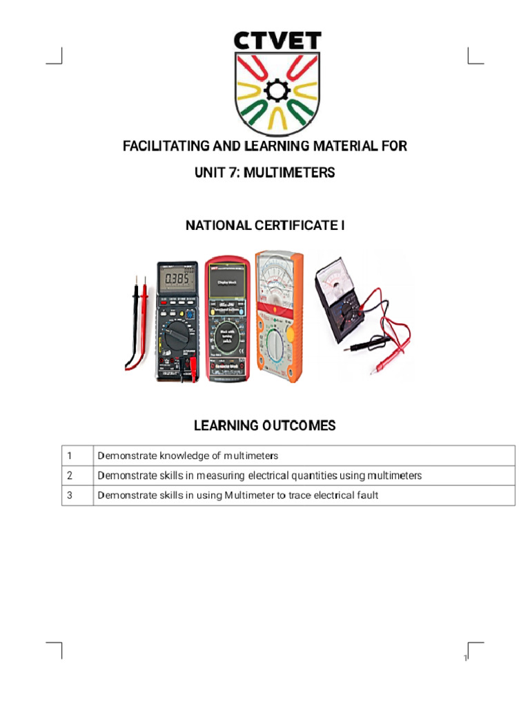 LM ELECTRICAL UNIT 7 - MULTIMETERS CORRECTED-1 - Phoenix | PDF