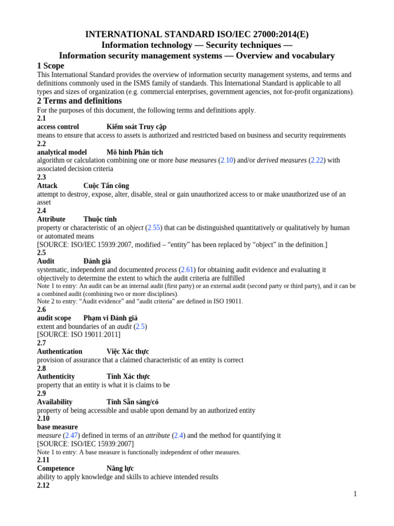ISO/IEC 27000:2014 Overview of ISMS | PDF | Risk | Information Security