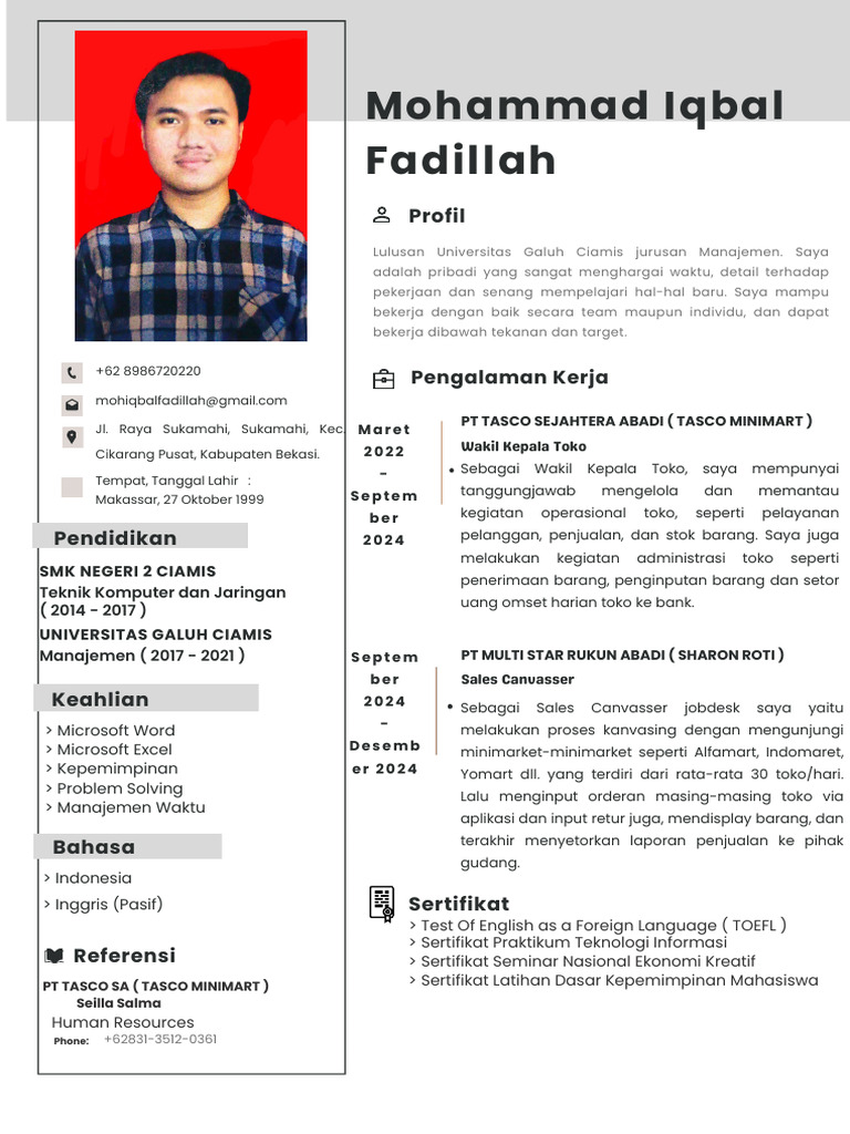 CV Mohammad Iqbal Fadillah | PDF
