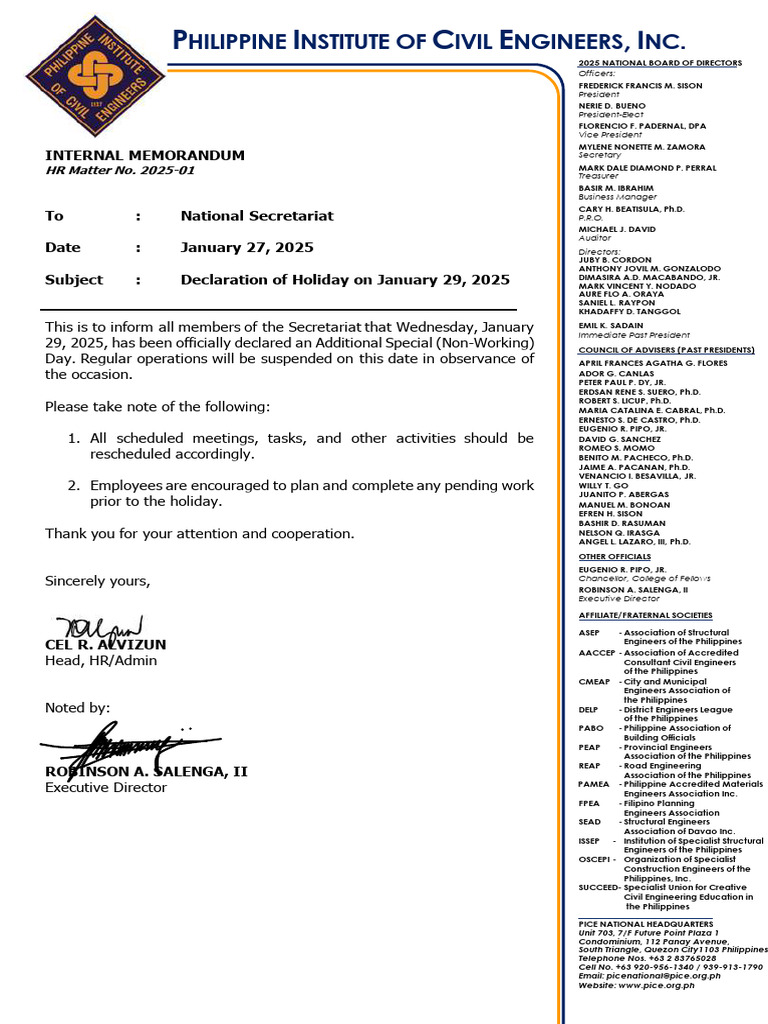 PICE 2025 Holiday Announcement | PDF