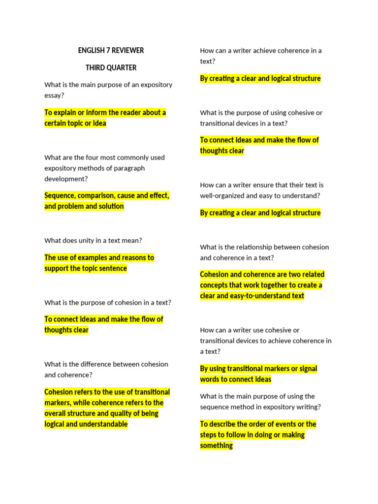 ENGLISH 7 REVIEWER PDF | PDF | Essays | Page Layout ENGLISH 7 REVIEWER PDF | PDF | Essays | Page Layout