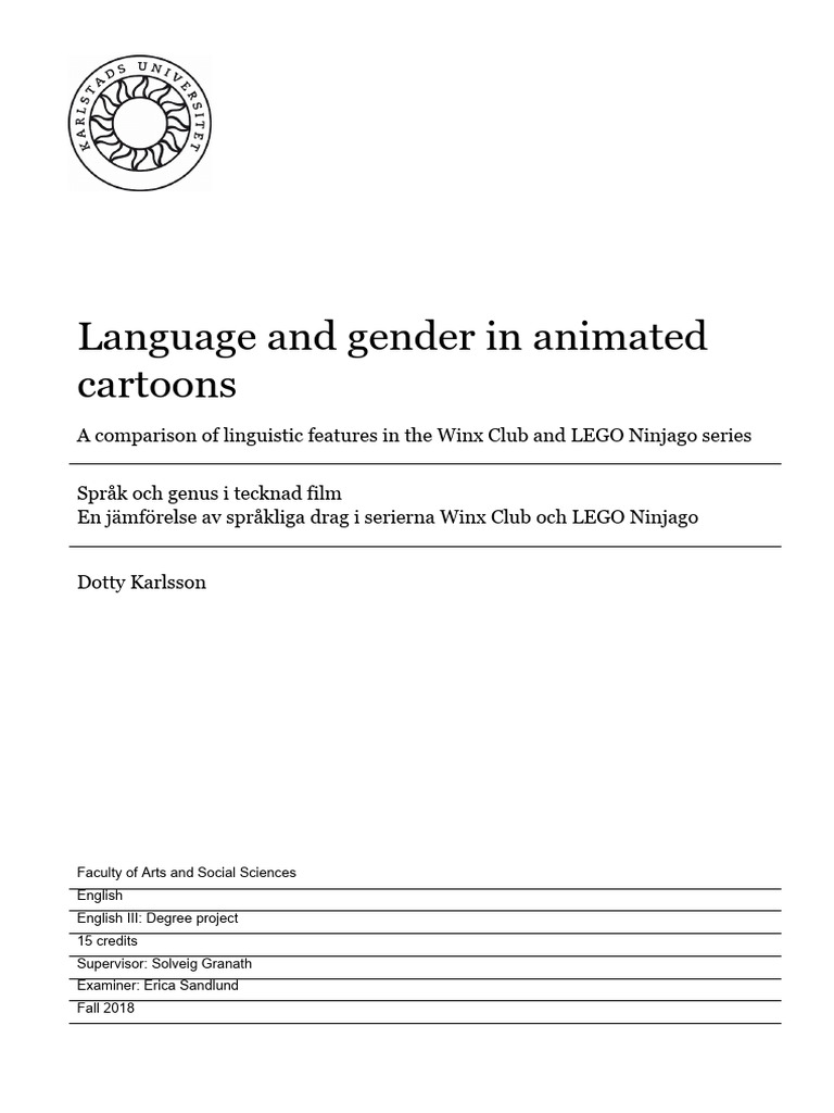 Language and Gender in Cartoons Analysis | PDF | Question | Gender