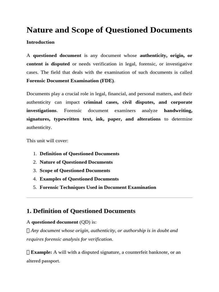 Unit-1 Questioned Documents (bsfs-402) | PDF | Absorption Spectroscopy | Spectroscopy