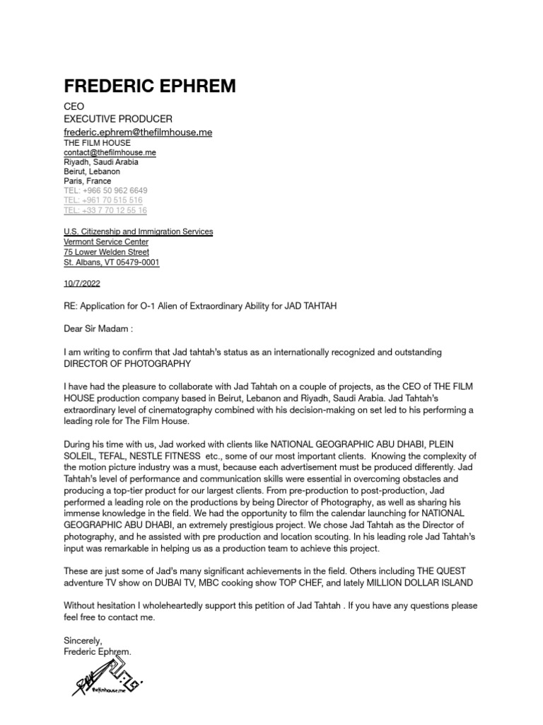 Frederic Ephrem Letter - Docx Final | PDF