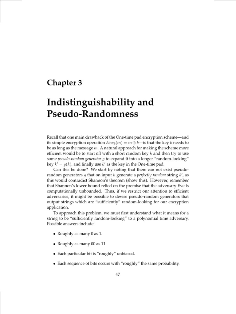 Indistinguishability and Pseudo - Randomness | PDF | Applied Mathematics | Mathematics