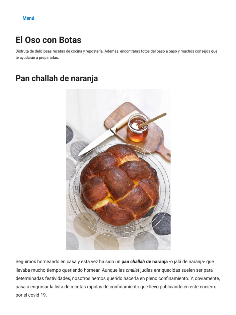 Pan Challah de Naranja El Oso Con Botas - Repaired | PDF | Panes ...