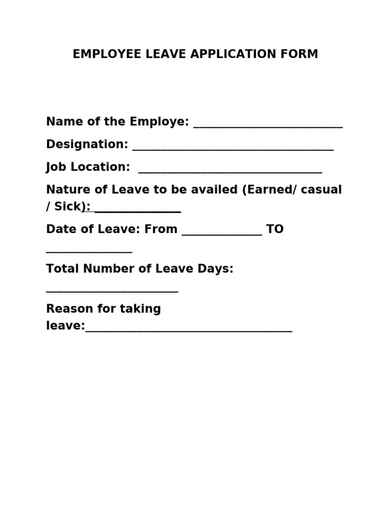 Employee Leave Application Form | PDF