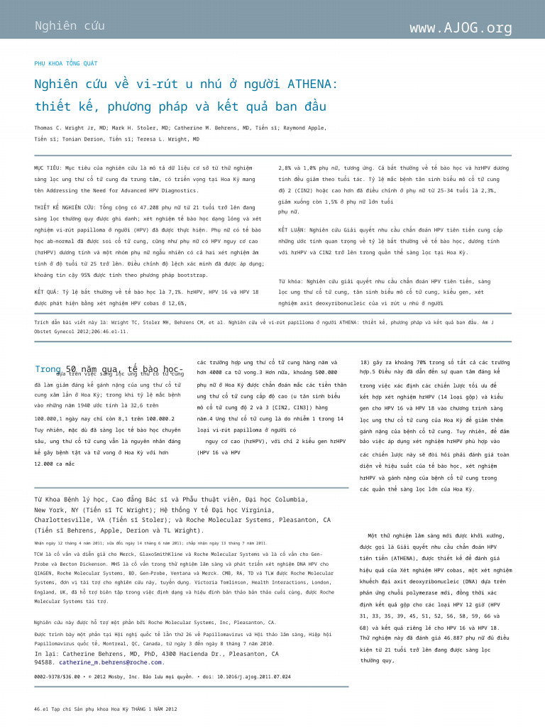 ATHENA study cobas hpv | PDF