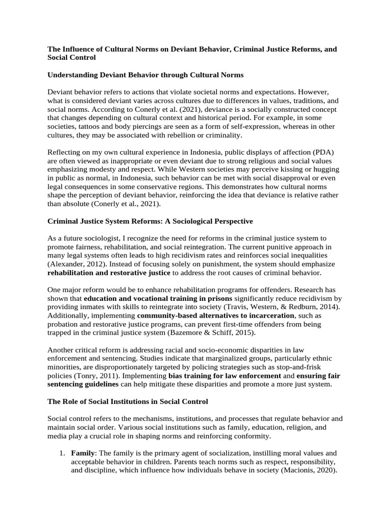Cultural Norms and Deviant Behavior Analysis | PDF | Deviance ...
