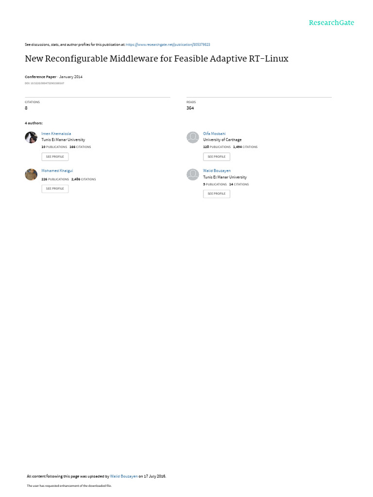 New Reconfigurable Middleware For Feasible Adaptive RT-Linux: January 2014 | PDF | Scheduling ...