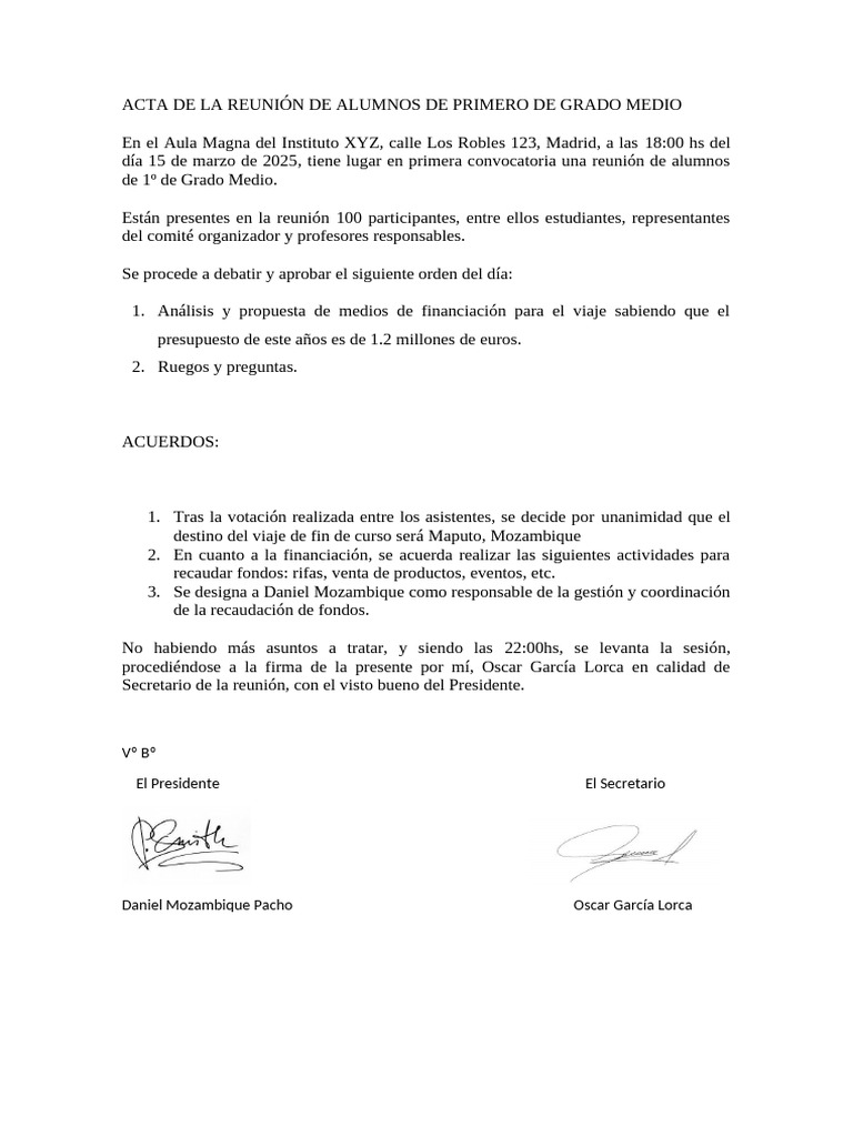 acta ejercicio 17 pagina 85 | PDF