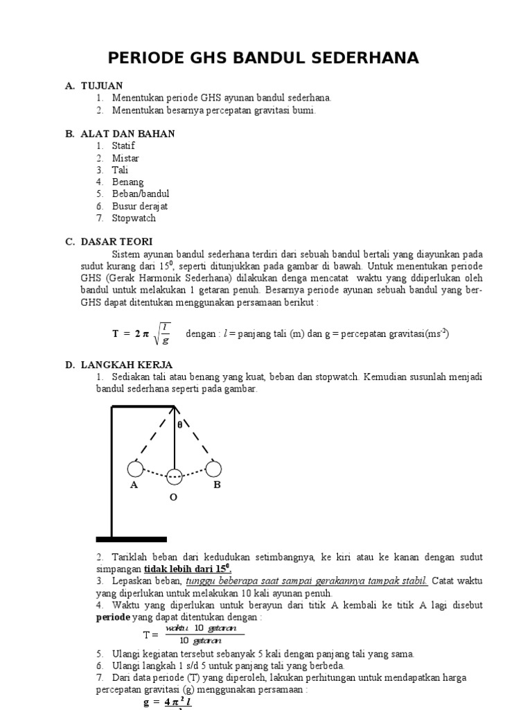 Periode Ayunan Bandul Sederhana | PDF | Metode & Bahan Ajar