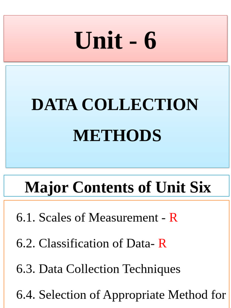 Unit - 6 - New On Data Collection | PDF | Level Of Measurement ...