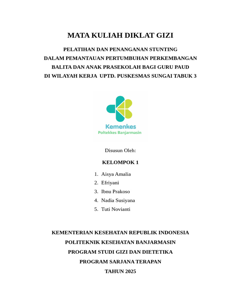 ok mantap Kelompok 1 Diklat Gizi | PDF