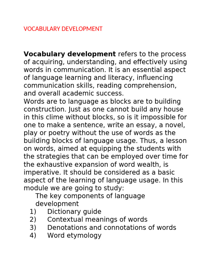 Vocabulary Development Strategies | PDF | Vocabulary | Word