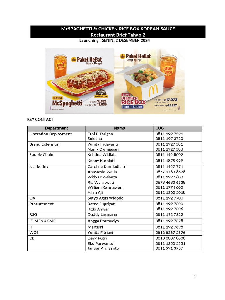 McSpaghetti & Chicken Rice Launch | PDF