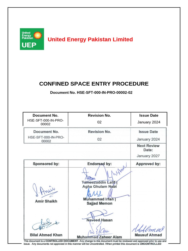 Confined Space Procedure - HSE-SFT-000-IN-PRO-00002-02 | PDF ...