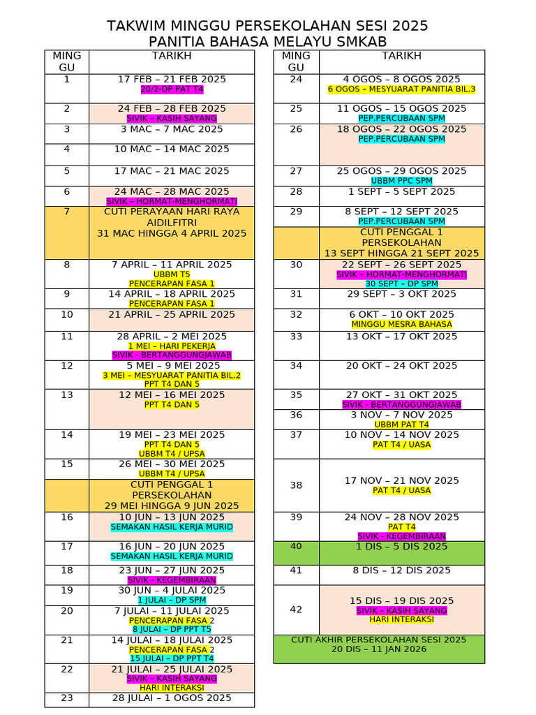 TAKWIM PANITIA edit | PDF