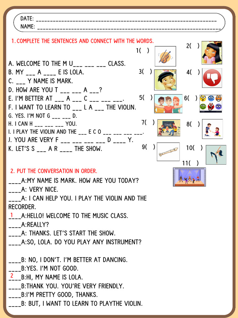 Music Class Conversation Practice | PDF