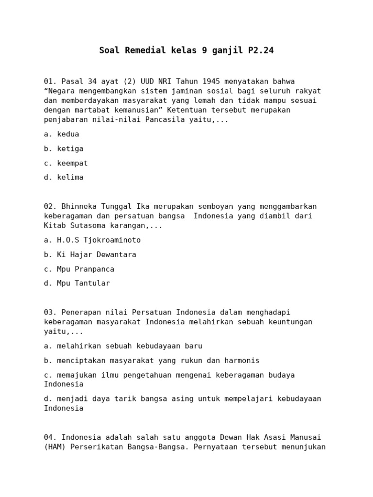 Remedial & Pengayaan Kelas 9 Ganjil P2.24 Kesiswa | PDF