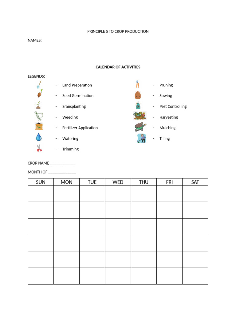 Principle S To Crop Production Template For Garden | PDF