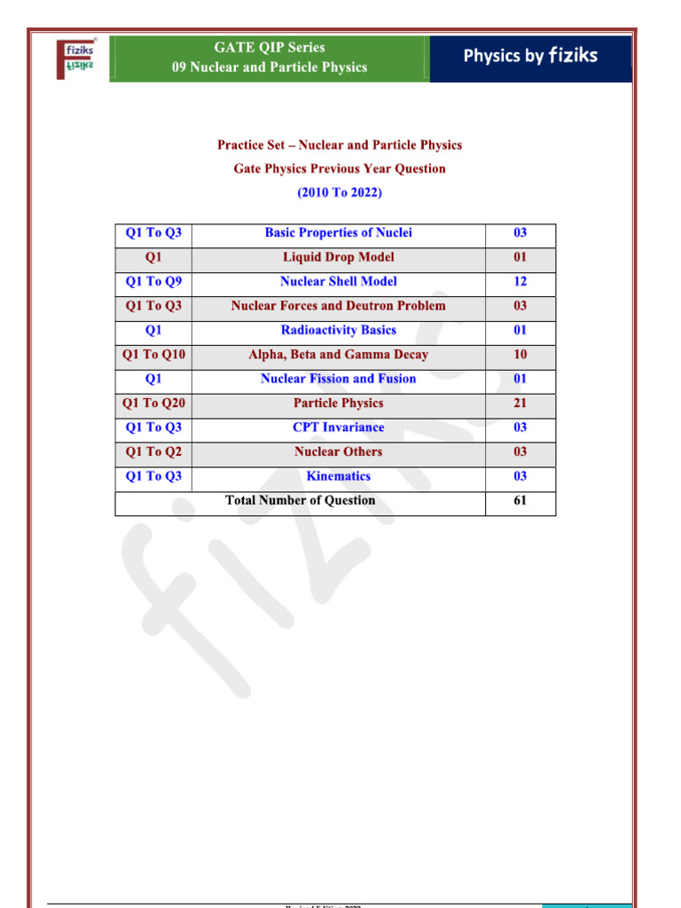 NUCEAR AND PARTICAL GATE PYQ_compressed (1) | PDF