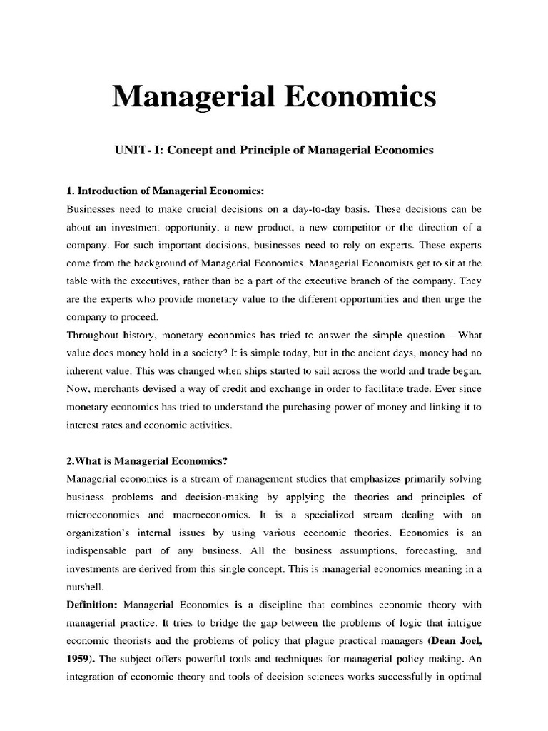 Unit - 1 (Managerial Economics) | PDF